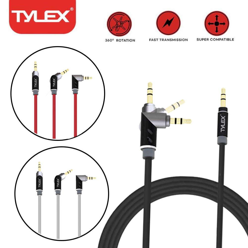 【N5Kc54FA】Tylex X-C26 3.5mm Male to Male Speaker Jack Auxiliary 360° Rotation Audio Head 1.5M ...