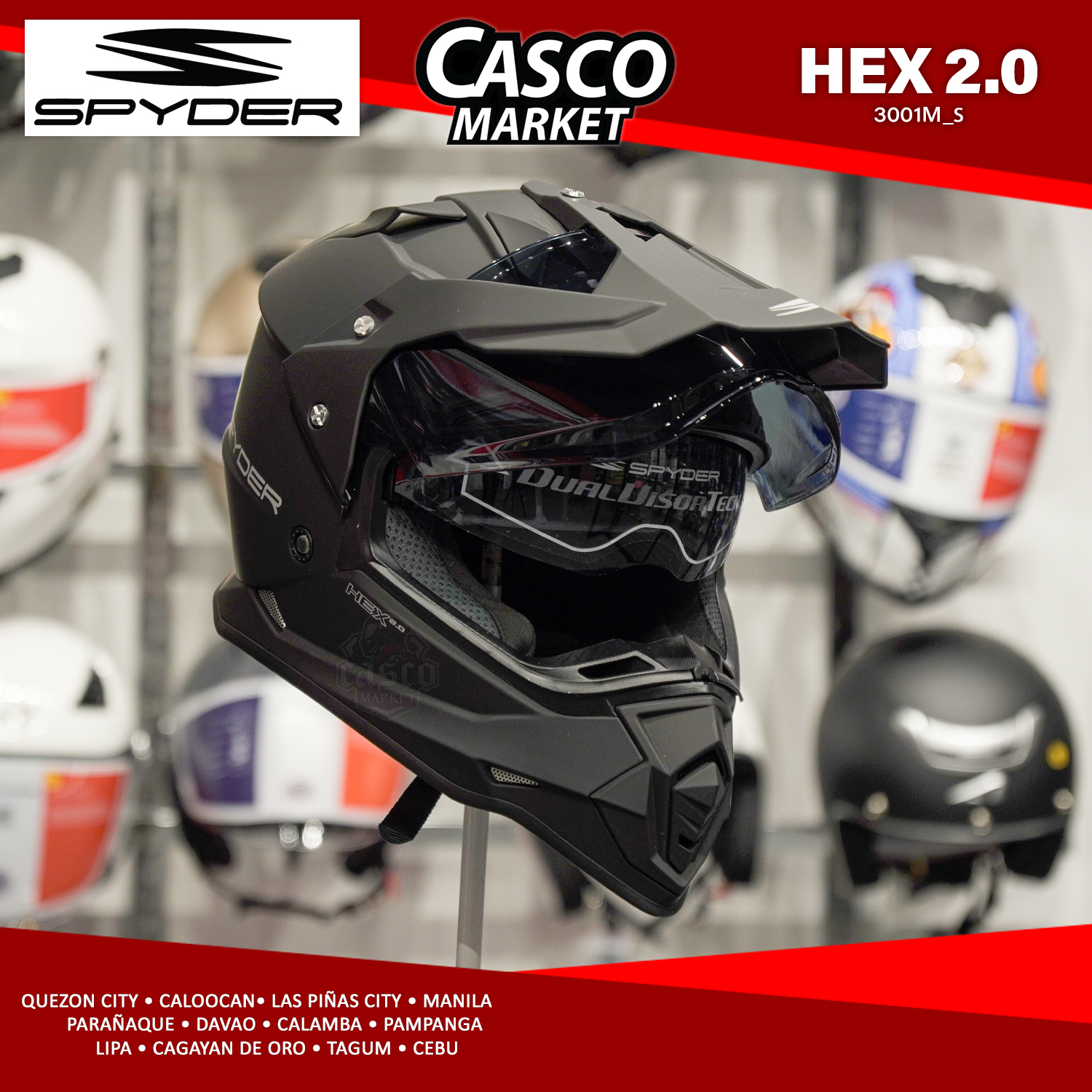SPYDER HEX 2.0 PD MOTARD SPORTS OFF ROAD DUAL VISOR MOTORCYCLE RACING ...