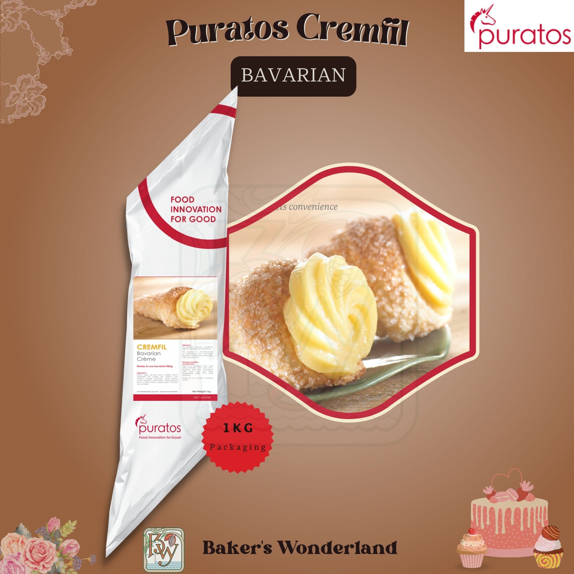 PURATOS Fillings 1kg (Bavarian, Mango, Dulce de Leche, Strawberry ...
