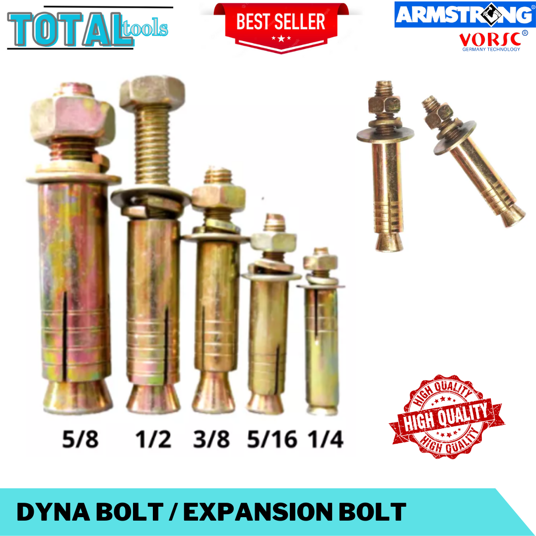 DYNA BOLT / EXPANSION BOLT 1/4", 5/16", 3/8" , 1/2" , 5/8" Total Tools ...
