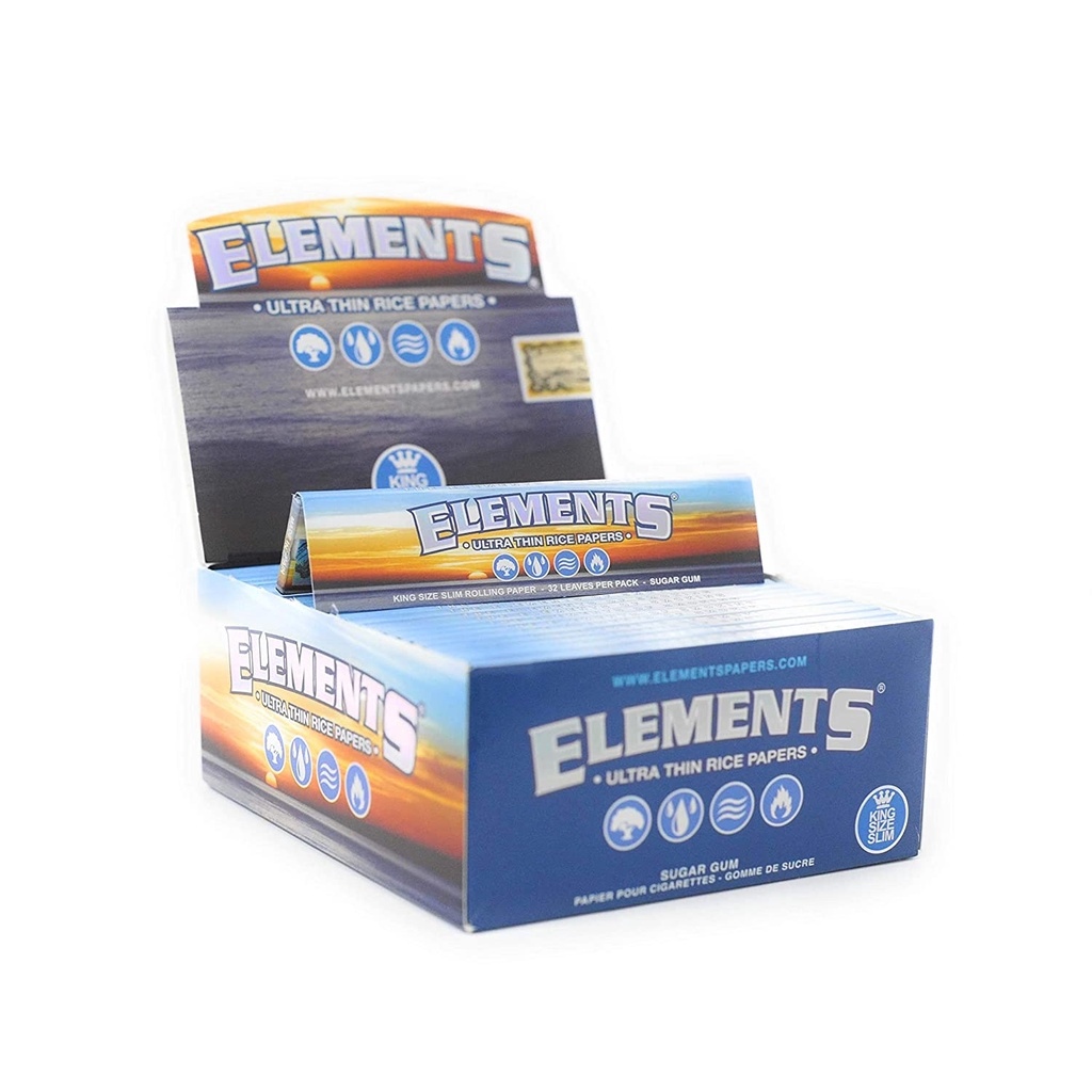 ELEMENTS ULTRA THIN RICE ROLLING PAPER KING SIZE 32 LEAVES PACK SUGAR ...