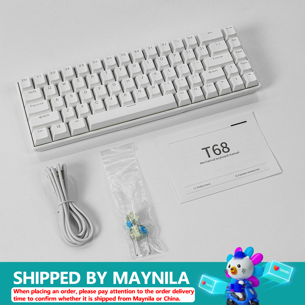 【MAYNILA】 ZIFRIEND T68 68Keys Mechanical Keyboard Wired Mini Gaming ...
