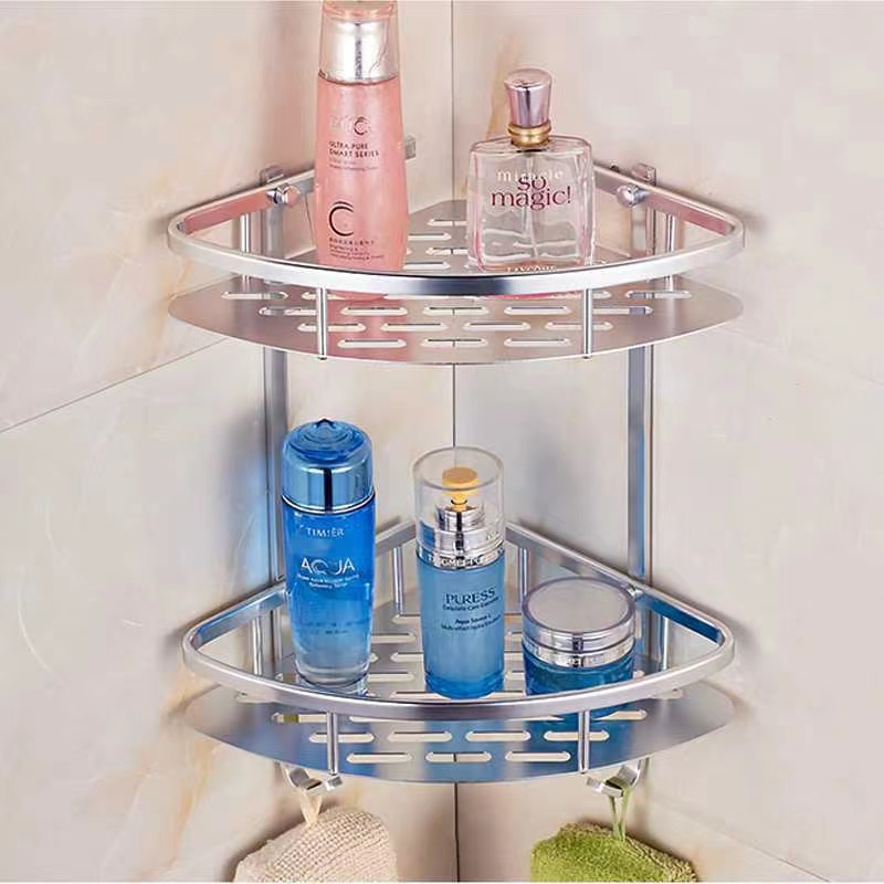 DK Mall 2 Layer Bathroom Storage Organizer Holder Shelf With Hooks Rack ...