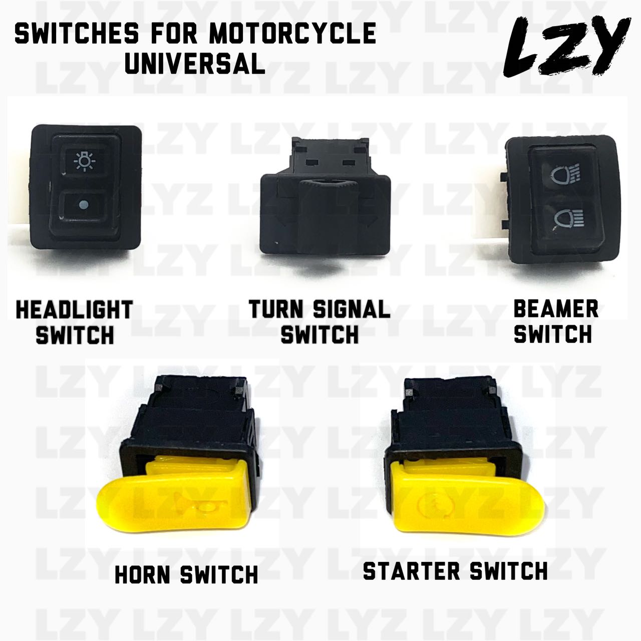 SMALL Yellow Horn Starter Headlight Beamer Signal Light Handle Switch ...