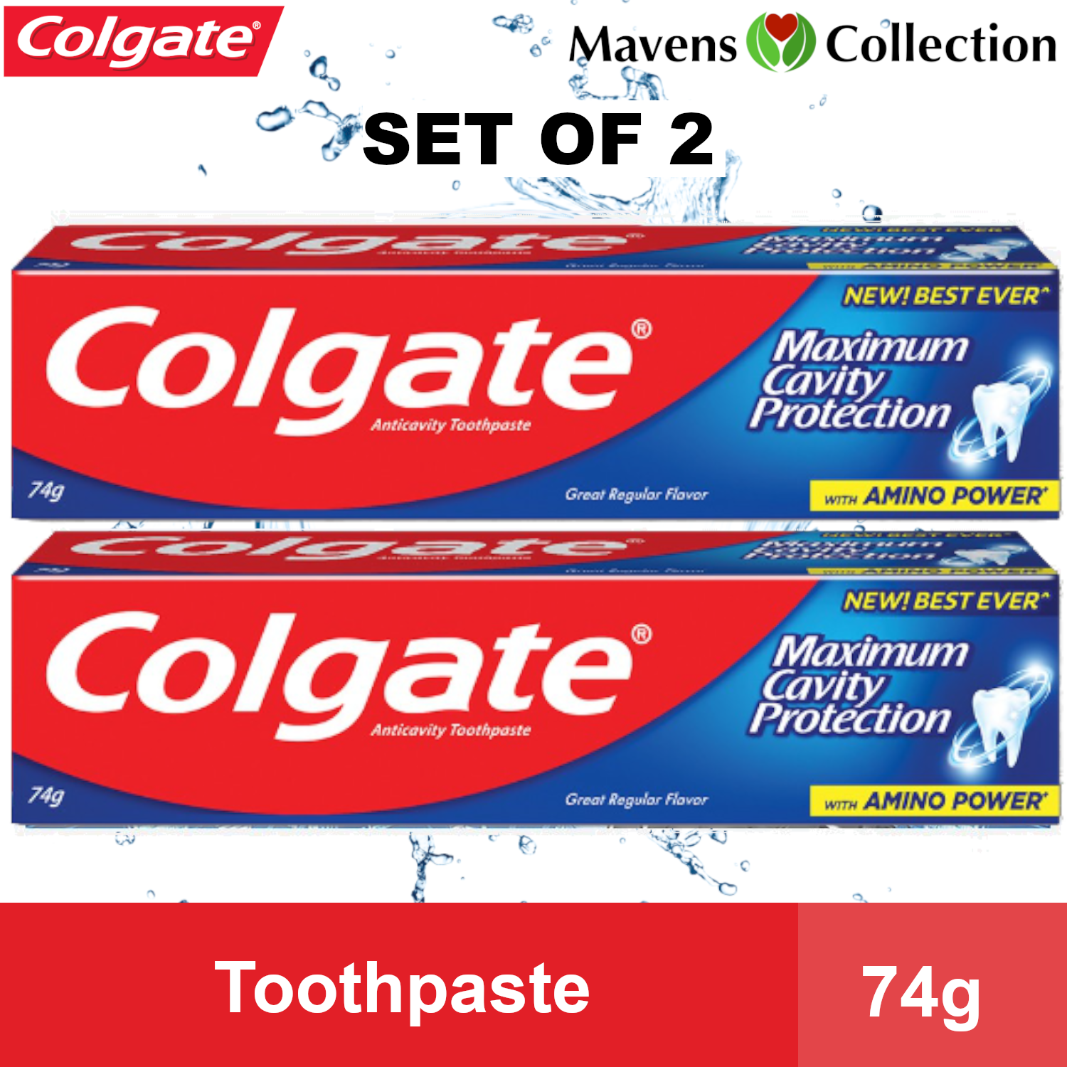 Colgate Toothpaste Great Regular Flavor Maximum Cavity Protection 74g (Set of 2) by MAVENS ...