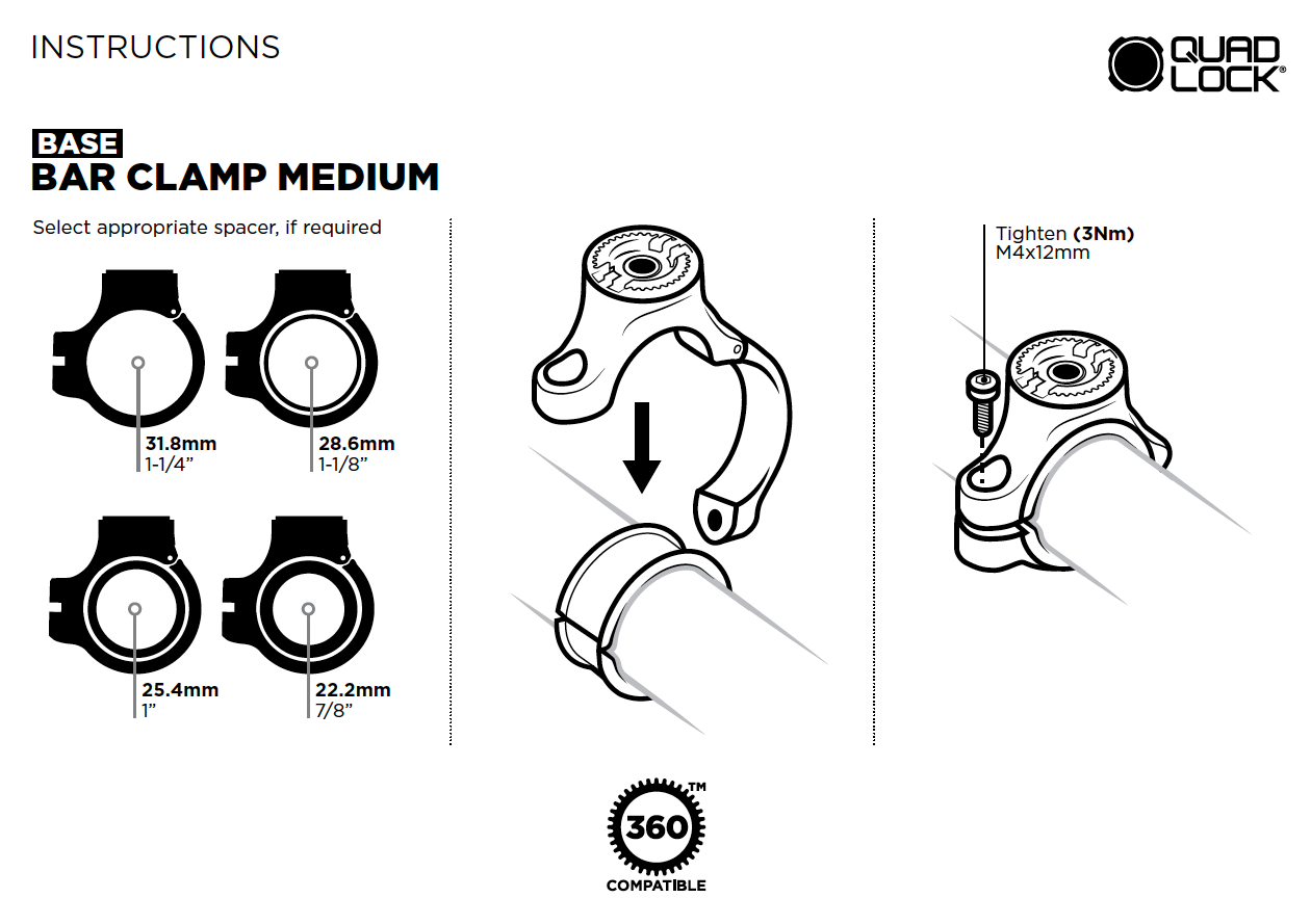 QUADLOCK 360 BASE - BAR CLAMP (Small/Medium) | Lazada PH