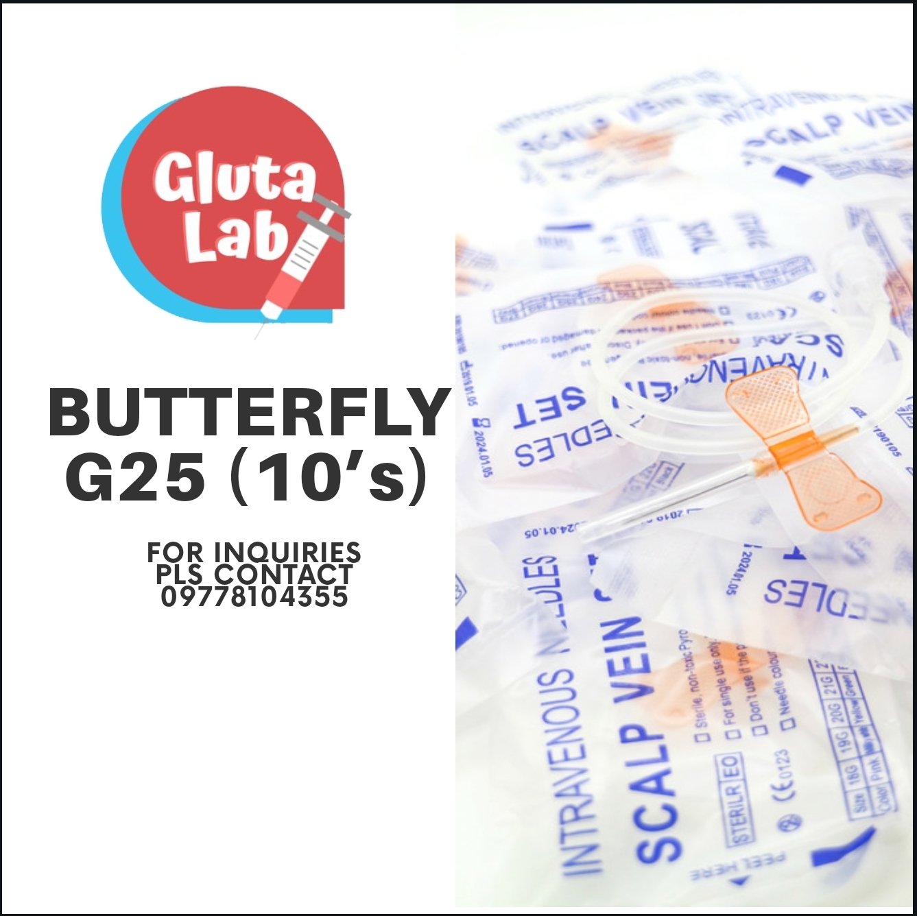 GLUTA LAB V2 Butterfly Needle G25/Scalp Vein set (10's) | Lazada PH