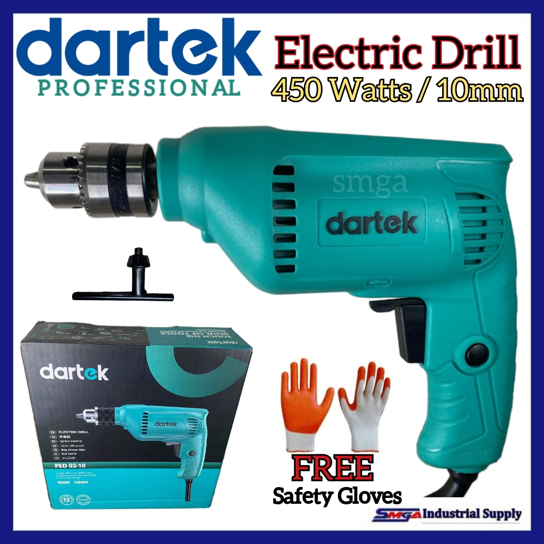 DARTEK Electric Drill 450W 10mm PED02-10 (FREE Gloves) | Lazada PH