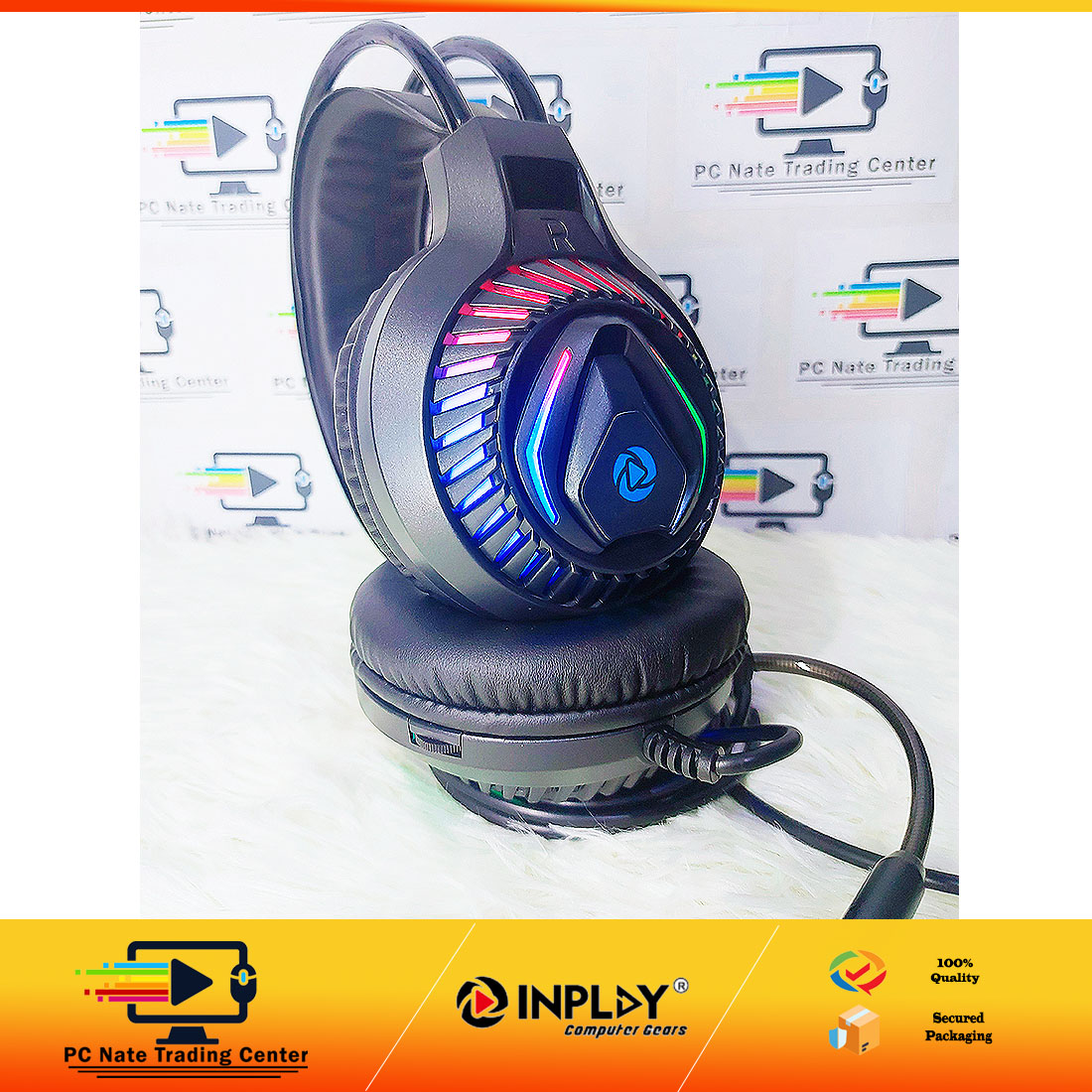 INPLAY H20 Gaming Headset RGB Light Noise Cancellation Wired Headphone With Mic For PC /Laptop ...