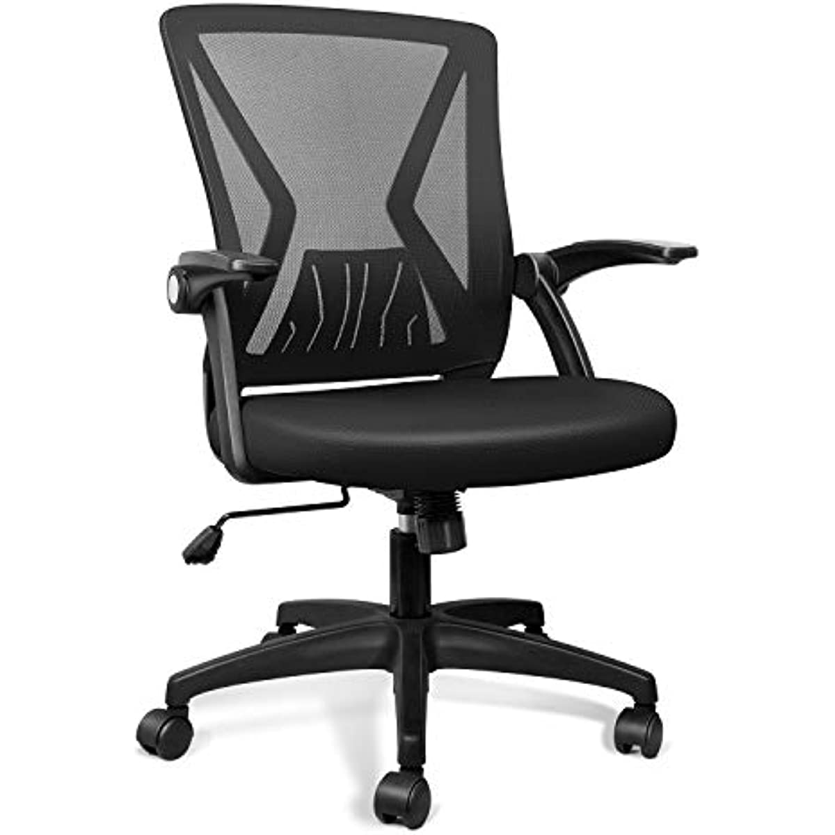 Mesh Office Chair Ergonomic Mid Back Swivel Black Mesh Desk Chair Flip ...