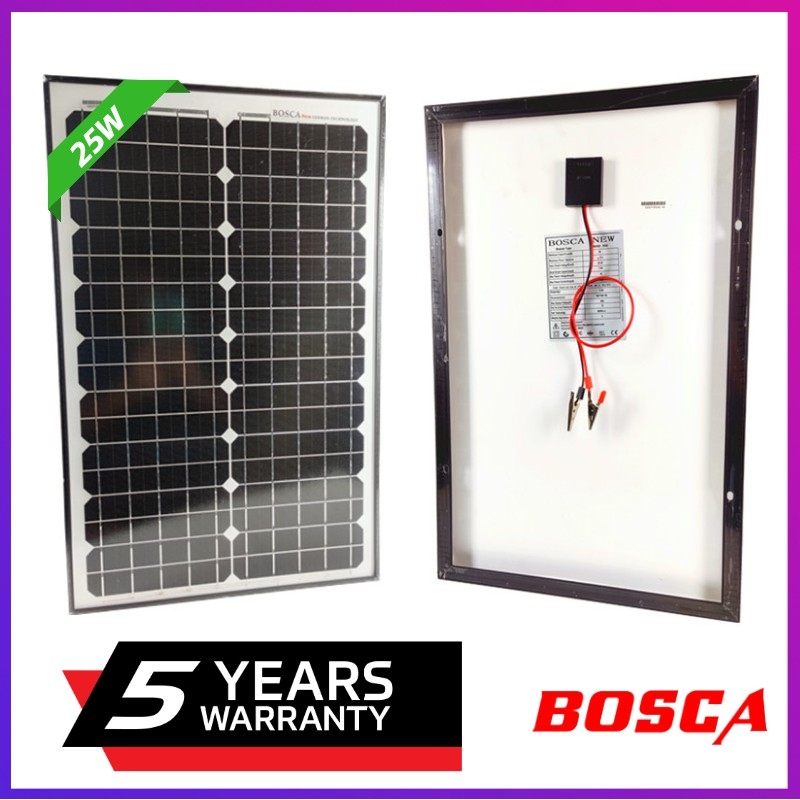 BOSCA 5 Year Warranty 25w Solar Panel Mono 25 Watt 12 Volt Pv Module ...
