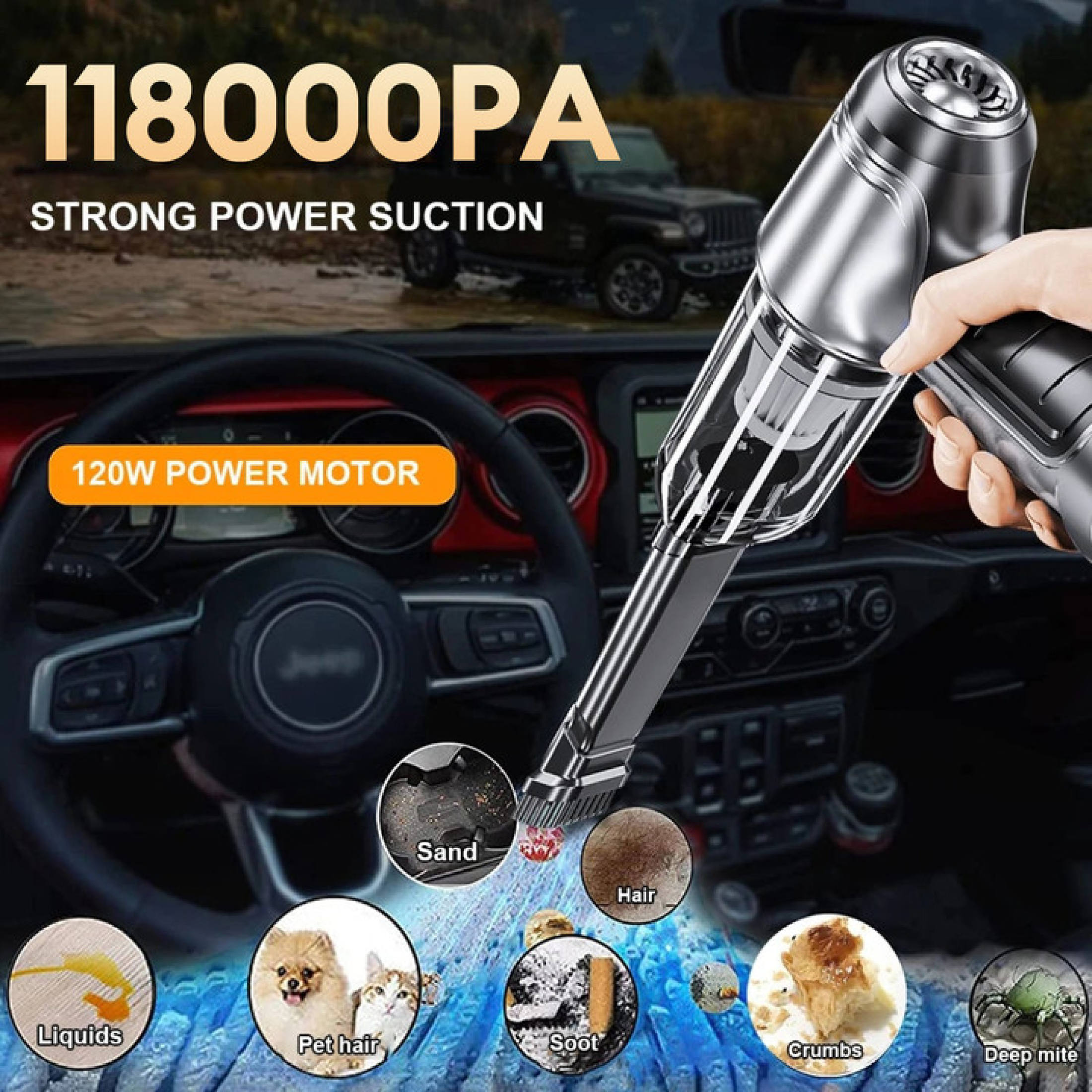 MISN Portable Vacuum Cleaner for Car Powerful Handheld Wireless Vacuum ...