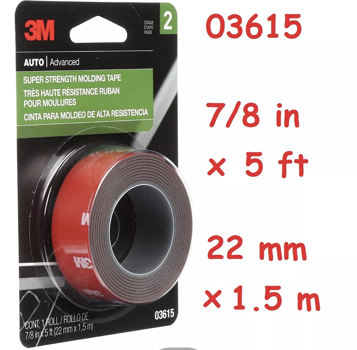 3M Auto Advanced Super Strength Molding Tape 03615 | Lazada PH