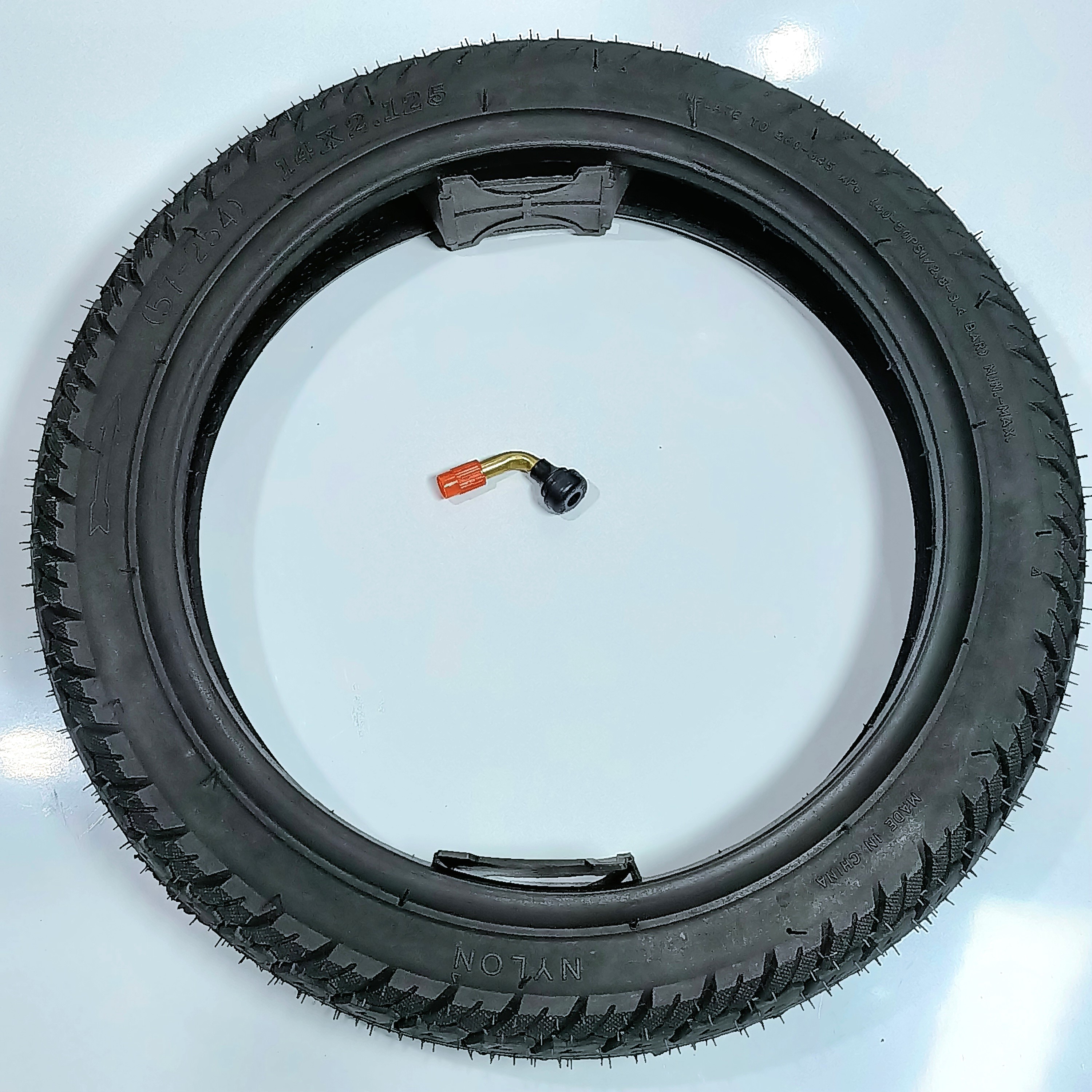 ebike tubeless tire 14x2.125 with free pito, angled valve commonly use ...