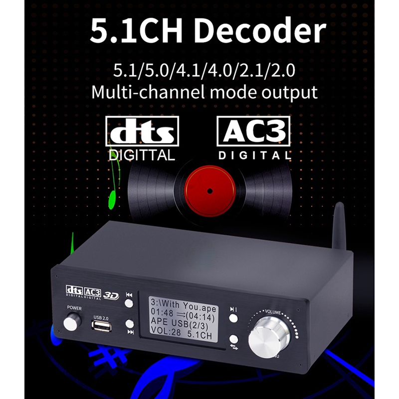 HD920B 5.1CH Audio Decoder Bluetooth 5.0 Receiver DAC DTS Dolby Atmos 4K Converter SPDIF ARC PC ...