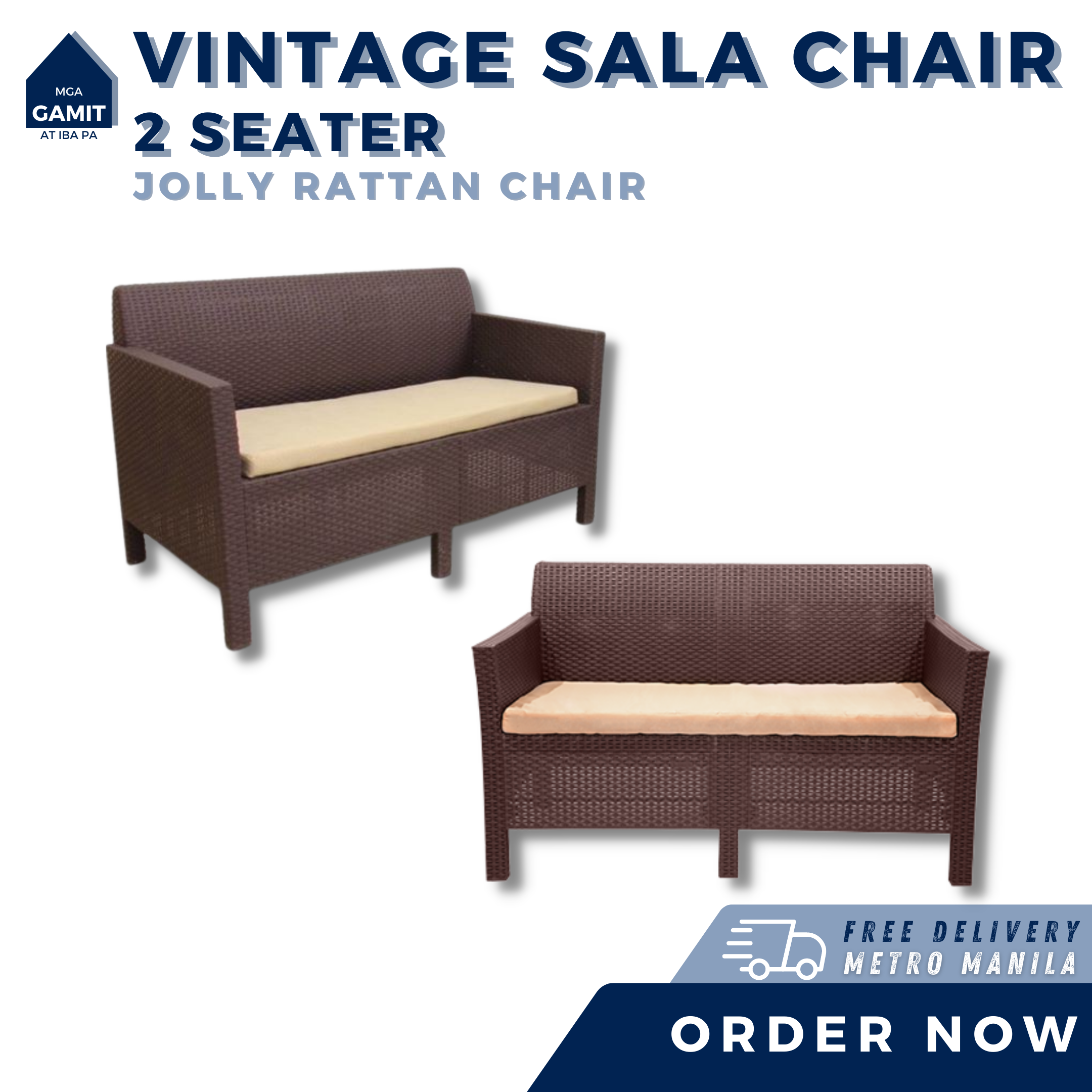 VINTAGE SALA CHAIR RATTAN INSPIRED 2 SEATER | Lazada PH