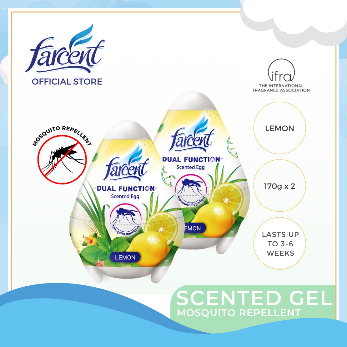Farcent Scented Egg + Mosquito Repellent Lemon Set of 2 (170g each) | Lazada PH