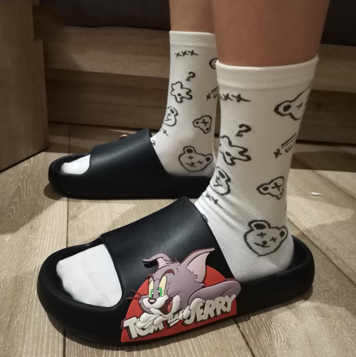 JYs. Ladies Kanye West TOM & JERRY Slides 4CM Thick Sole Sandals #SM599 ...