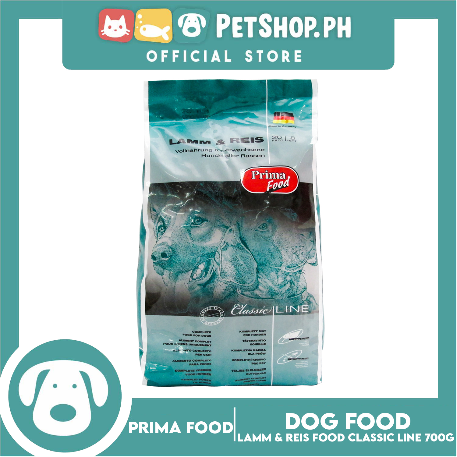 Prima Food Classic Line 700g (Lamb And Rice or Lamm And Reis) For Adult ...