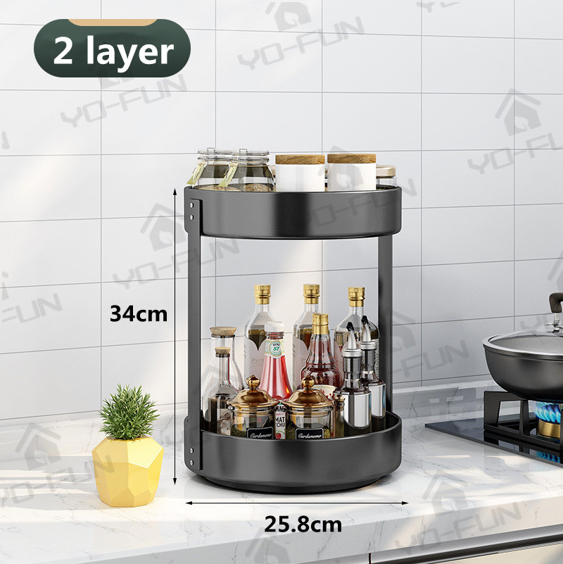 Yo-Fun 360° Rotatable Kitchen Spice Rack Condiment seasoning 1/2/3 tier ...