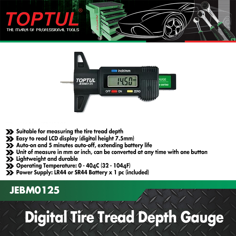 Toptul Digital Tire Tread Depth Gauge (JEBM0125) | Lazada PH
