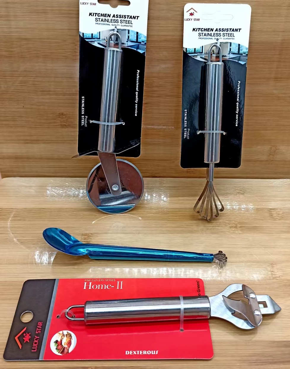 4 IN 1 SET / STAINLESS STEEL BUKO SCRAPER / PIZZA CUTTER / CAN OPENER ...