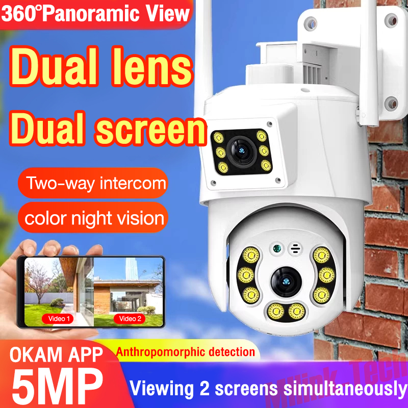 【Dual lens dual screen】dual lens cctv camera wireless 5mp cctv camera ...