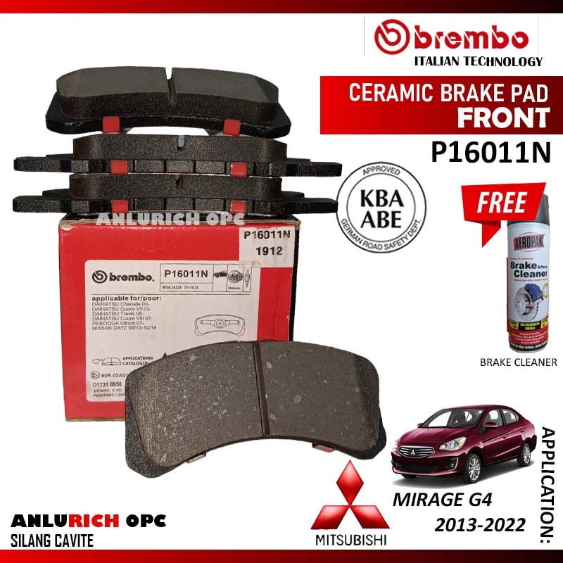 BREMBO BRAKE PADS FRONT W/ free brake cleaner for MITSUBISHI MIRAGE G4 ...