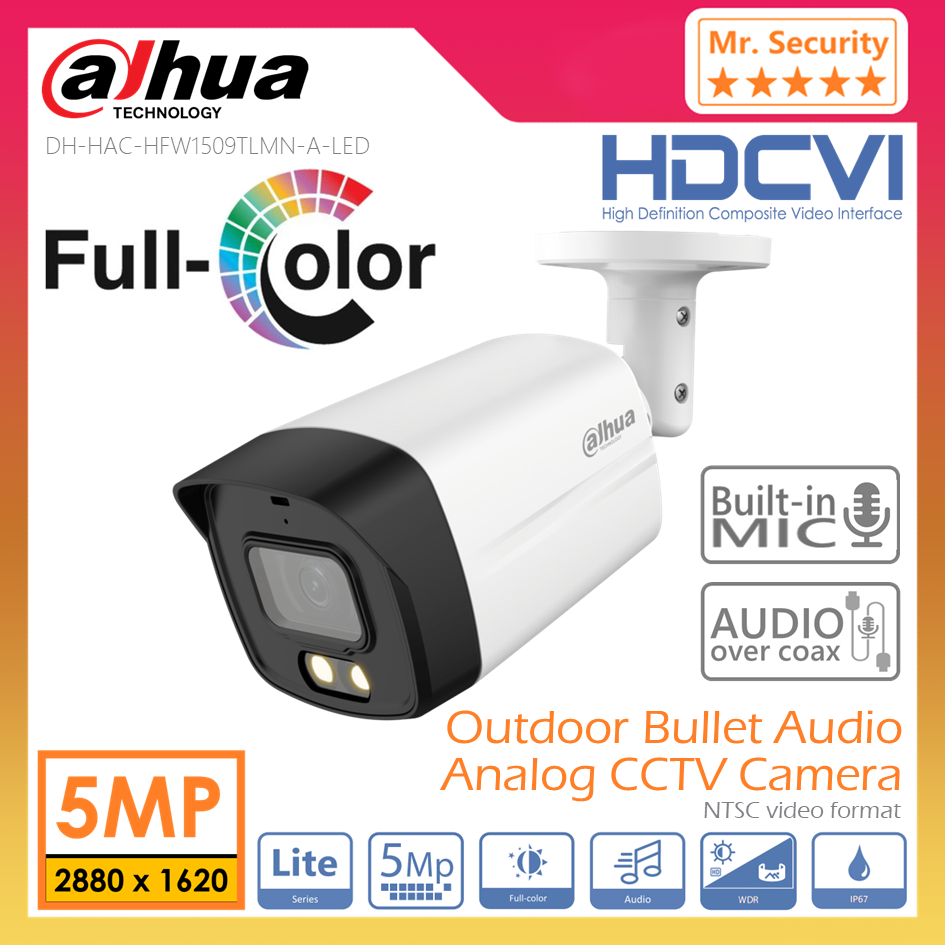 Dahua DH-HAC-HFW1509TLMN-A-LED 5MP Full-Color Audio Outdoor Bullet CCTV ...