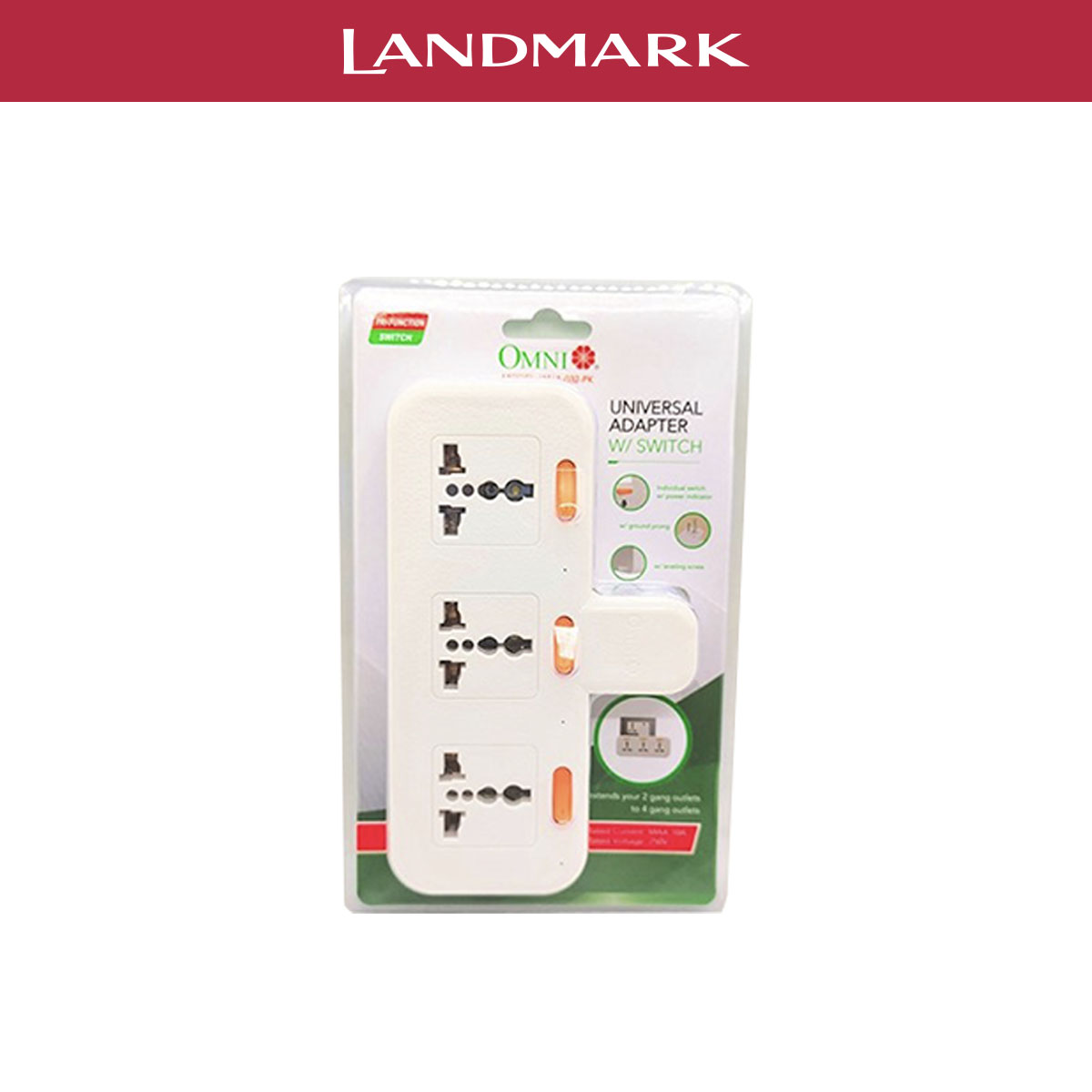 Omni Wall Universal Adaptor 10A with Individual Switch and Power ...