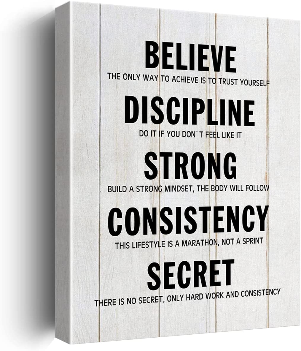 Inspirational Quote Wall Art Decor Believe Discipline Strong Canvas ...
