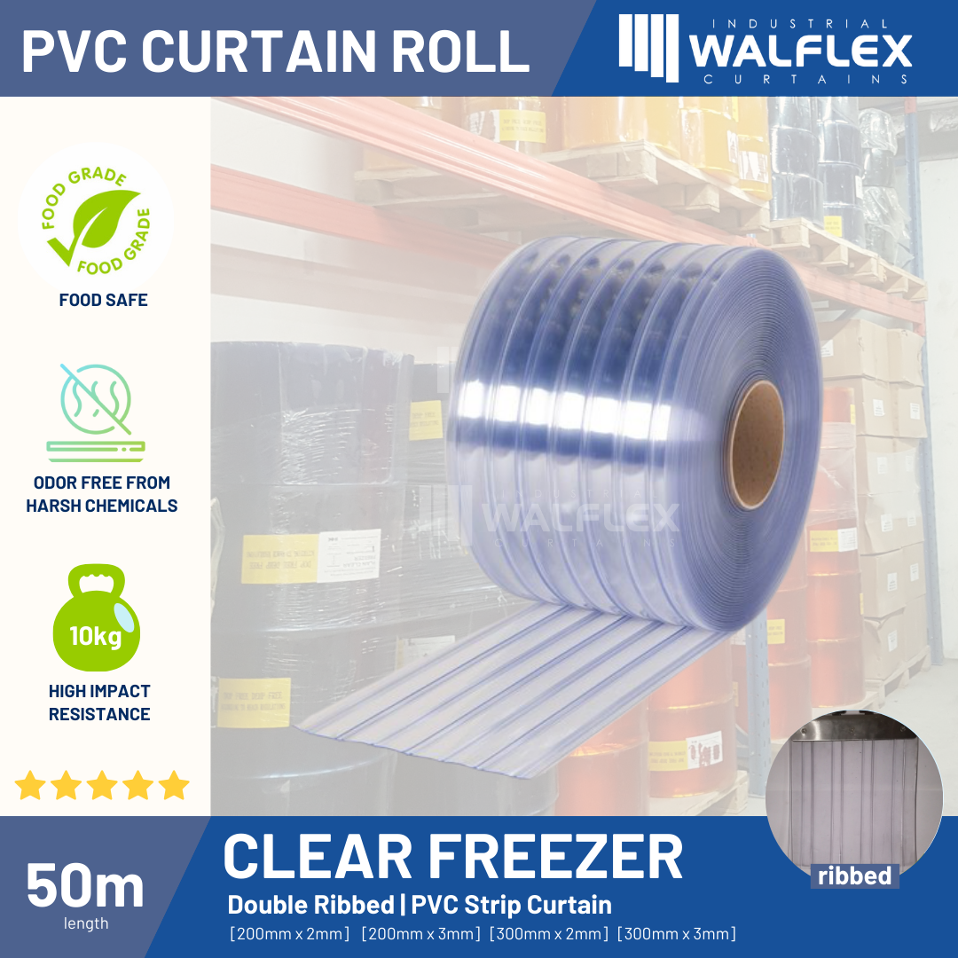 Walflex PVC Strip Curtain - Double Ribbed Clear Freezer - PVC Plastic ...