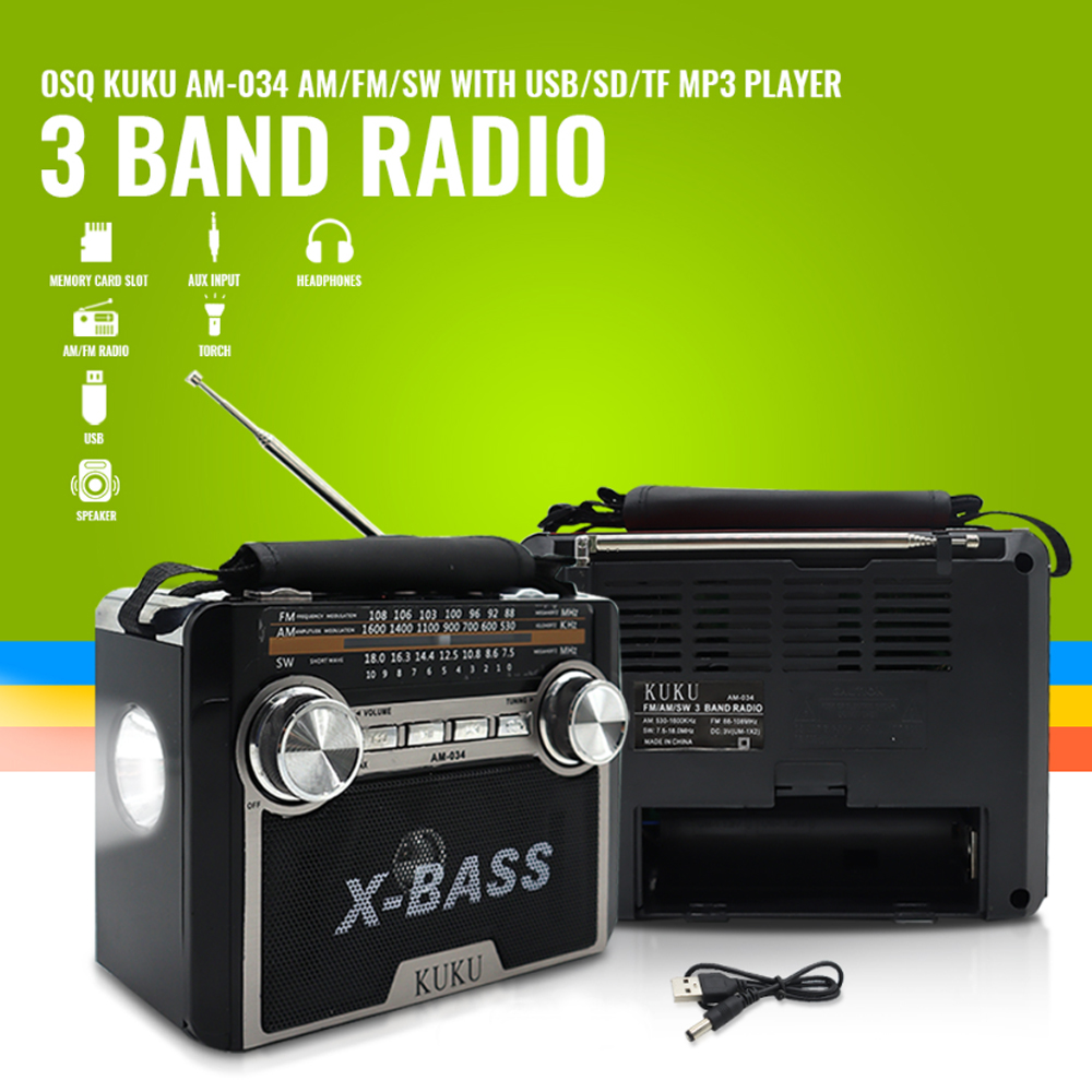 OSQ K1BT AM/FM/SW 3 Band Bluetooth Radio With USB/TF Card MP3 Player ...