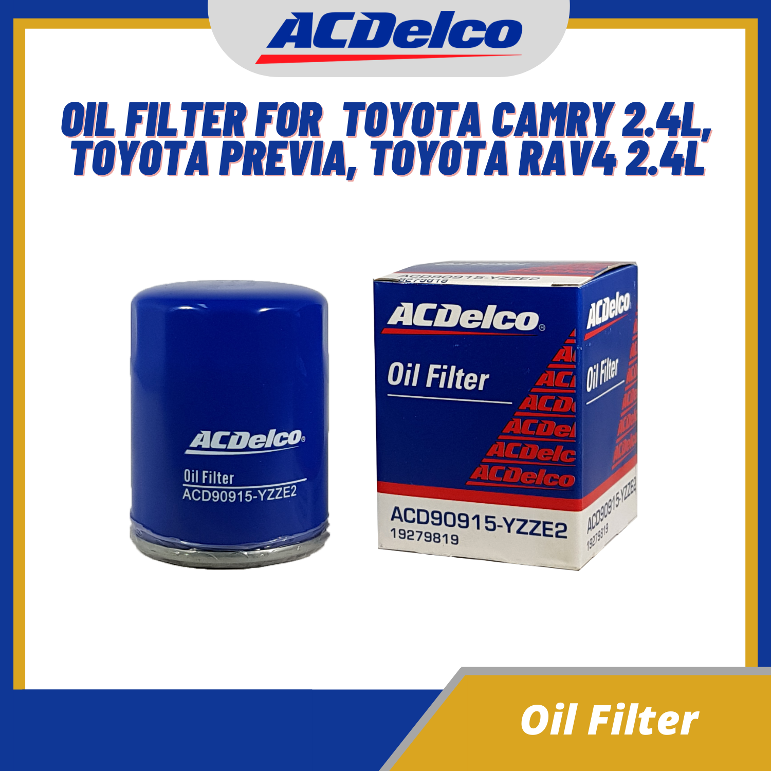 ACDelco Oil Filter for Toyota Camry, Previa, Rav 4, Alphard, Corolla ...