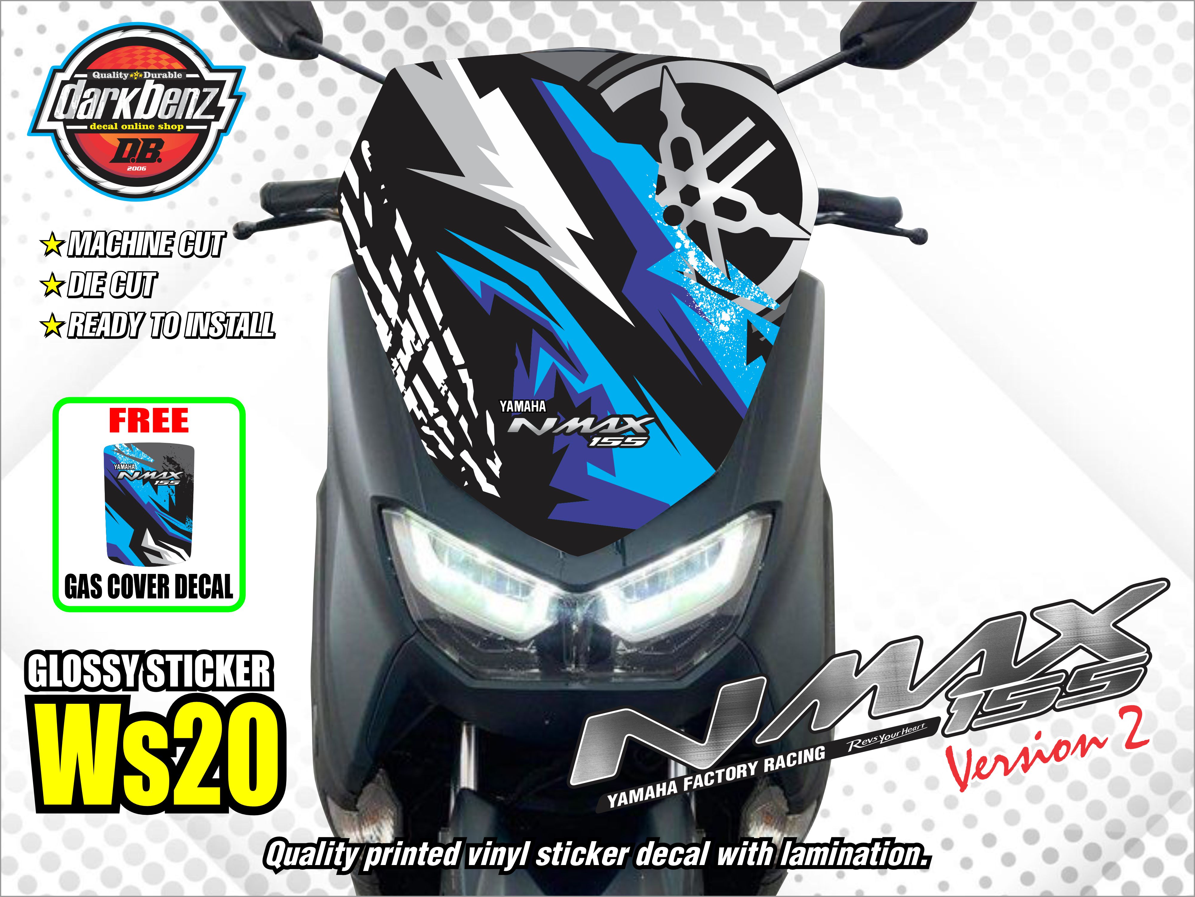 Yamaha Nmax Version 2 - New Design Windshield Printed Vinyl Sticker ...