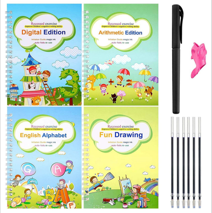 COD Kids Magic Writing Book Set Reusable Learning 4 Copy Books set(Free ...