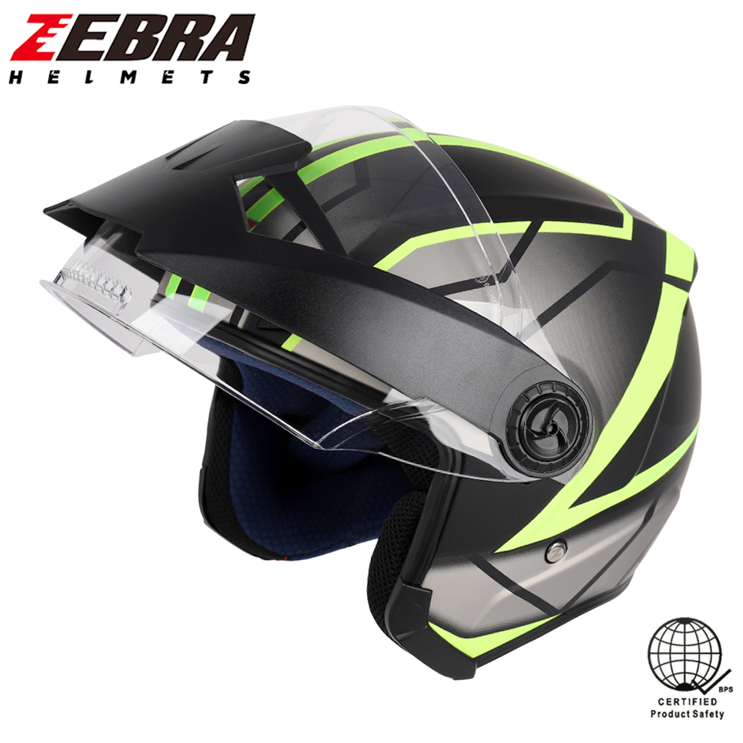 Zebra 132 #3 Noble Motorcycle Half Face Helmet Single Visor half face ...