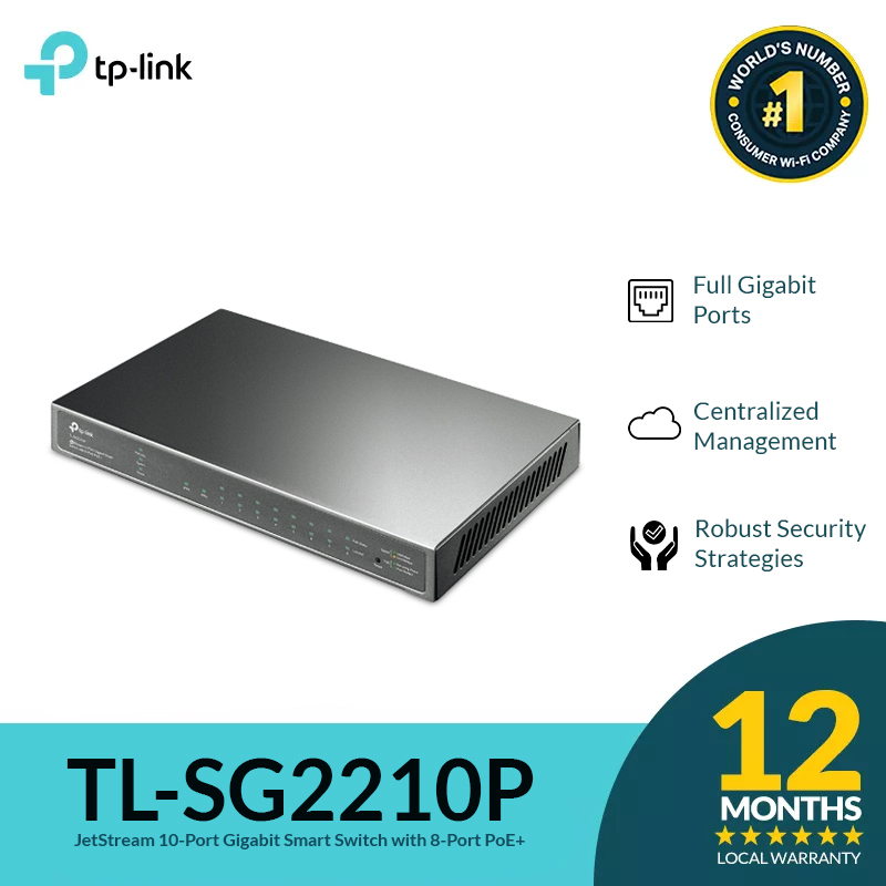 TP-Link TL-SG2210P JetStream 8-Port Gigabit Smart PoE Switch with 2 SFP ...