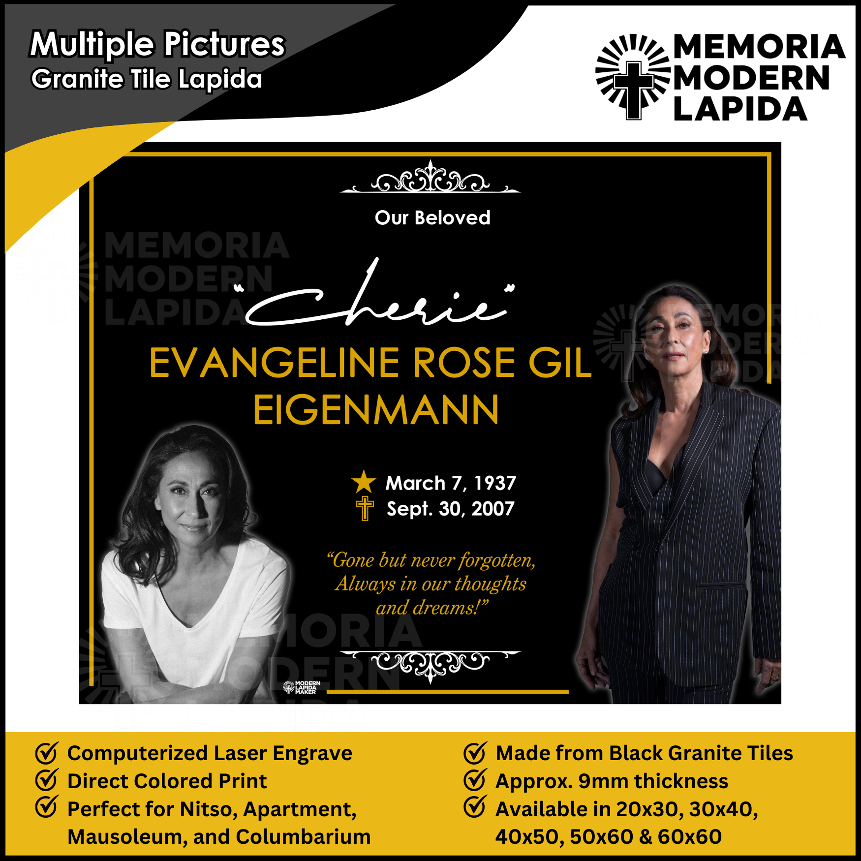 Modern Lapida with Multiple Images/ Personalized/ Laser Engraved on ...