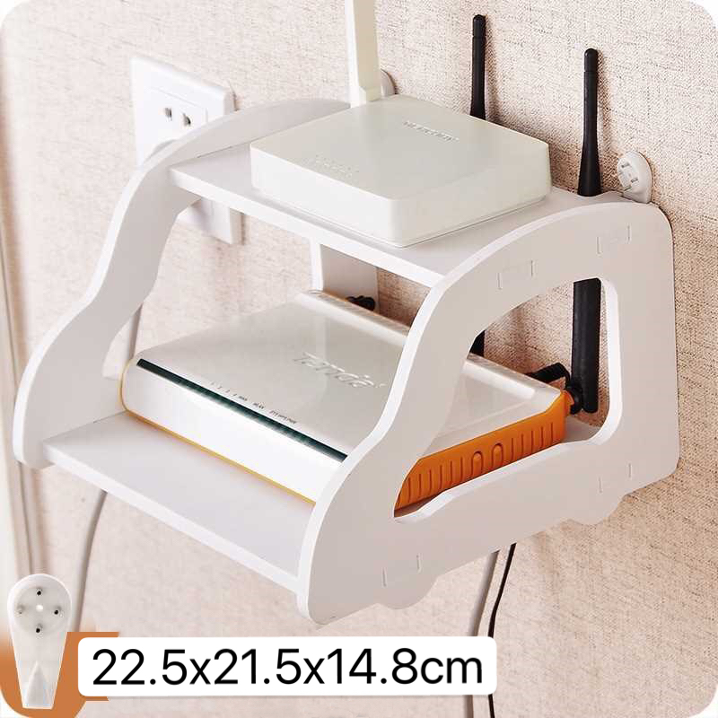 2 Layers Storage Rack Display Holder Double Floating Wall Mount Shelf ...