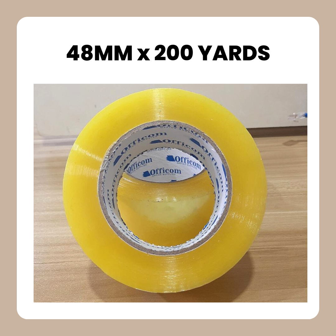 Officom Yellow Clear Packaging Tape 48mm 100 / 200 / 300 Yards | Lazada PH