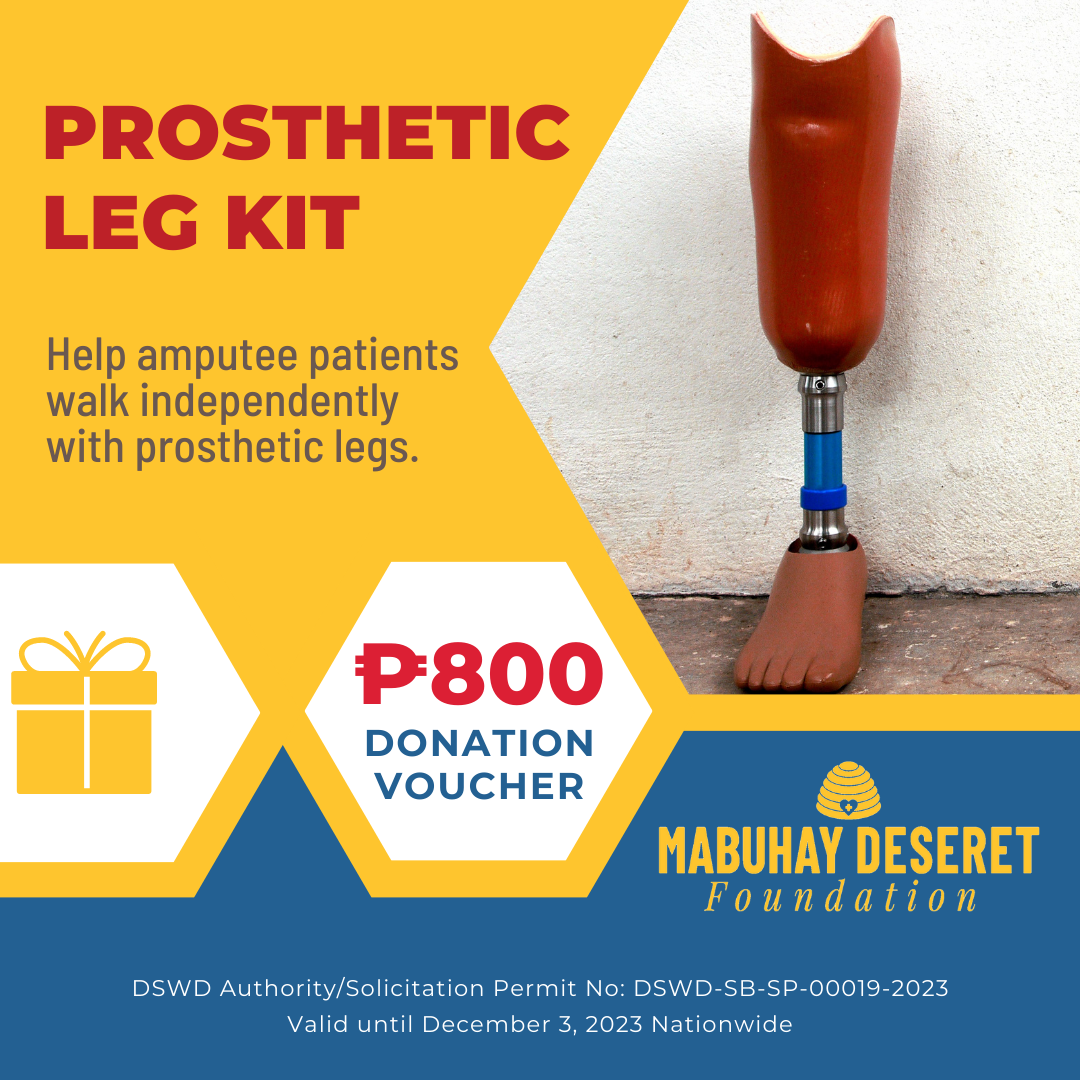 Mabuhay Deseret Foundation Donation Voucher - Prosthetic Leg Kit P800 ...