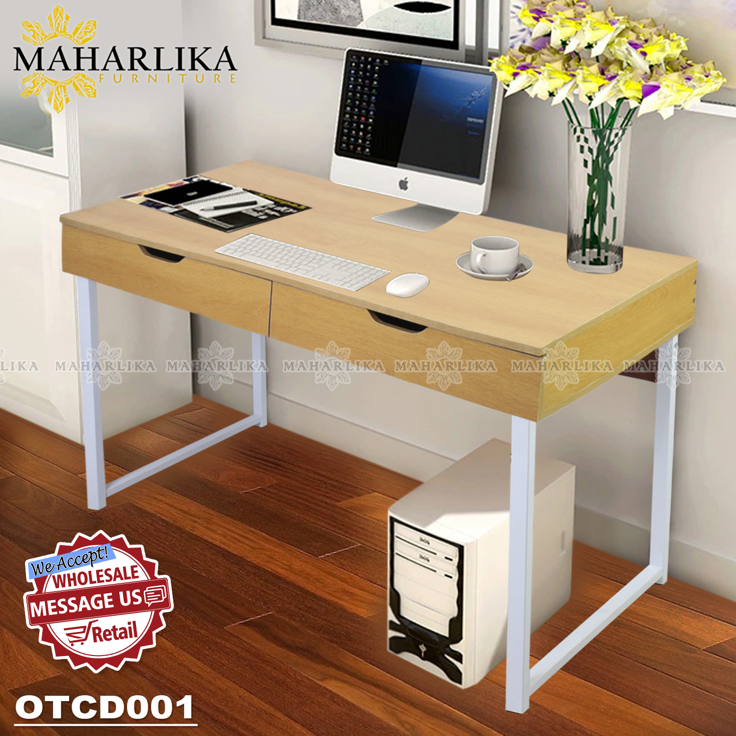 Maharlika OTCD001 Office Table with 2 Drawer (120cm) Furniture Gaming ...