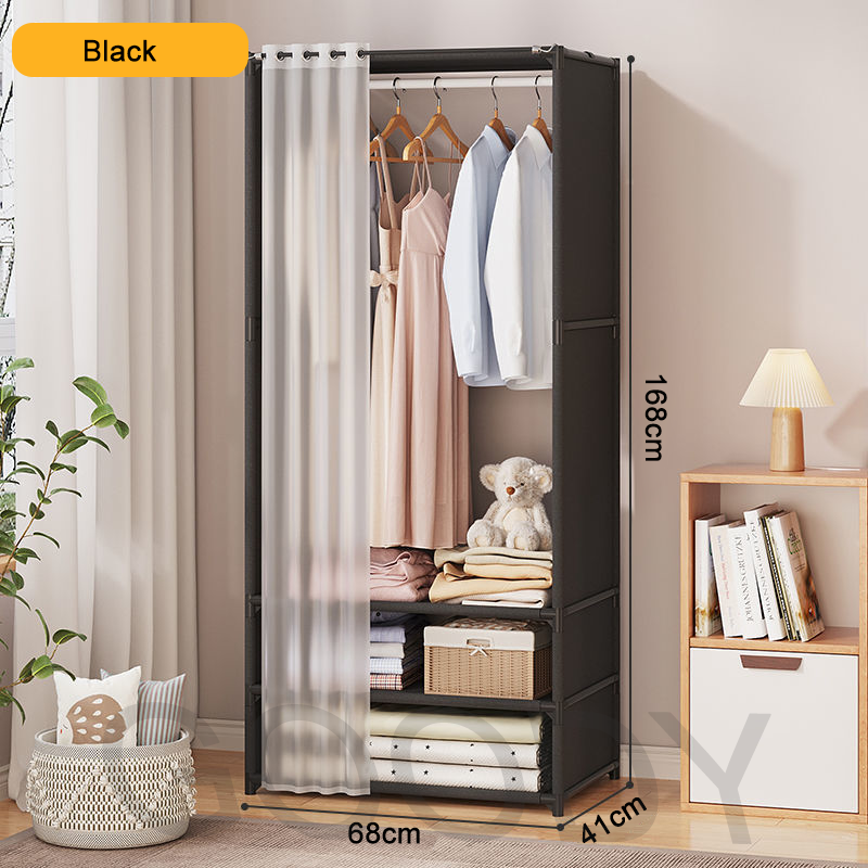 GOODY Clothes storage wardrobe Sliding curtain wardrobe cabinet ...