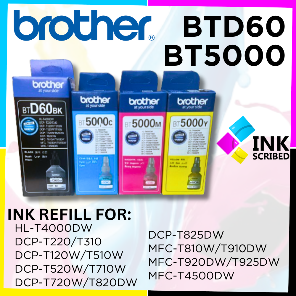 BROTHER BTD60BK BT5000C BT5000M BT5000Y Ink for DCP-T420W DCP-T720W DCP ...