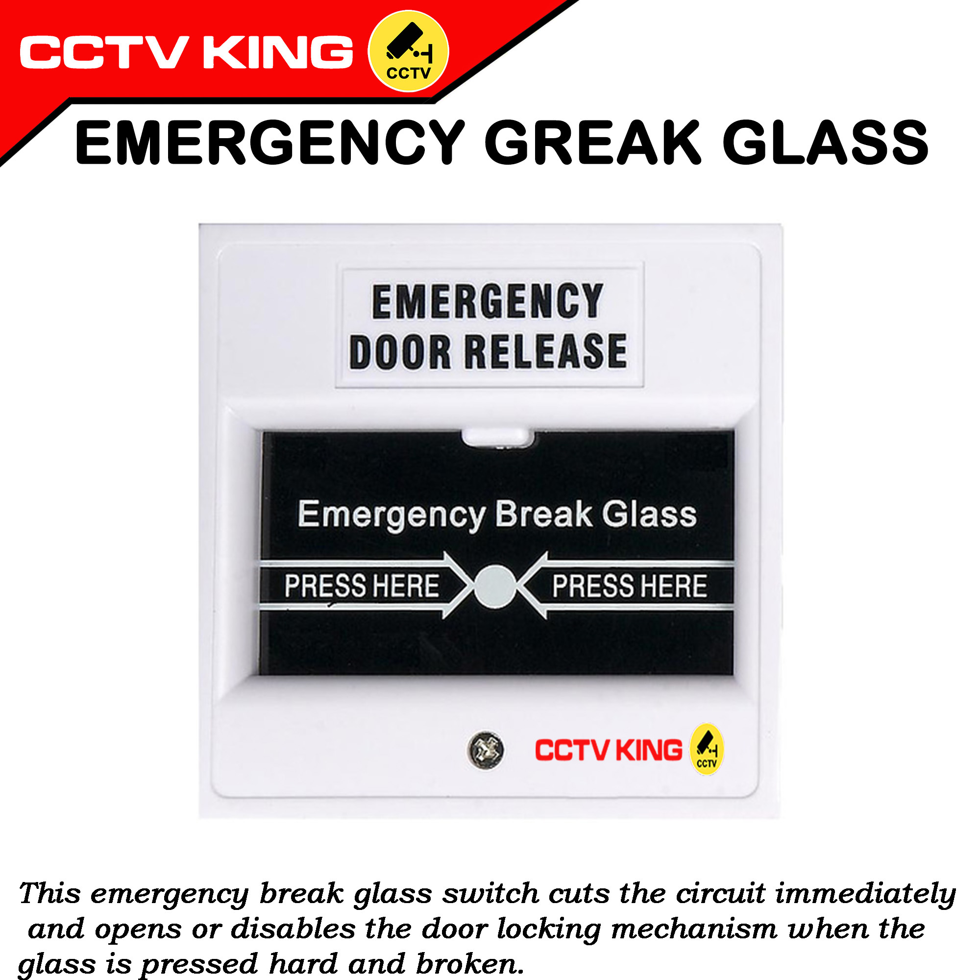 CCTV King White Emergency Break Glass, Fire Alarm Switch Break Glass ...