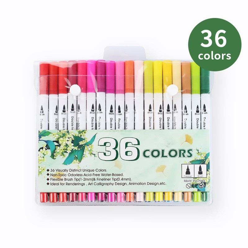 HIGHTUNE 122436486080100 Colors Brush Pen Watercolor Dual Tip Brush ...