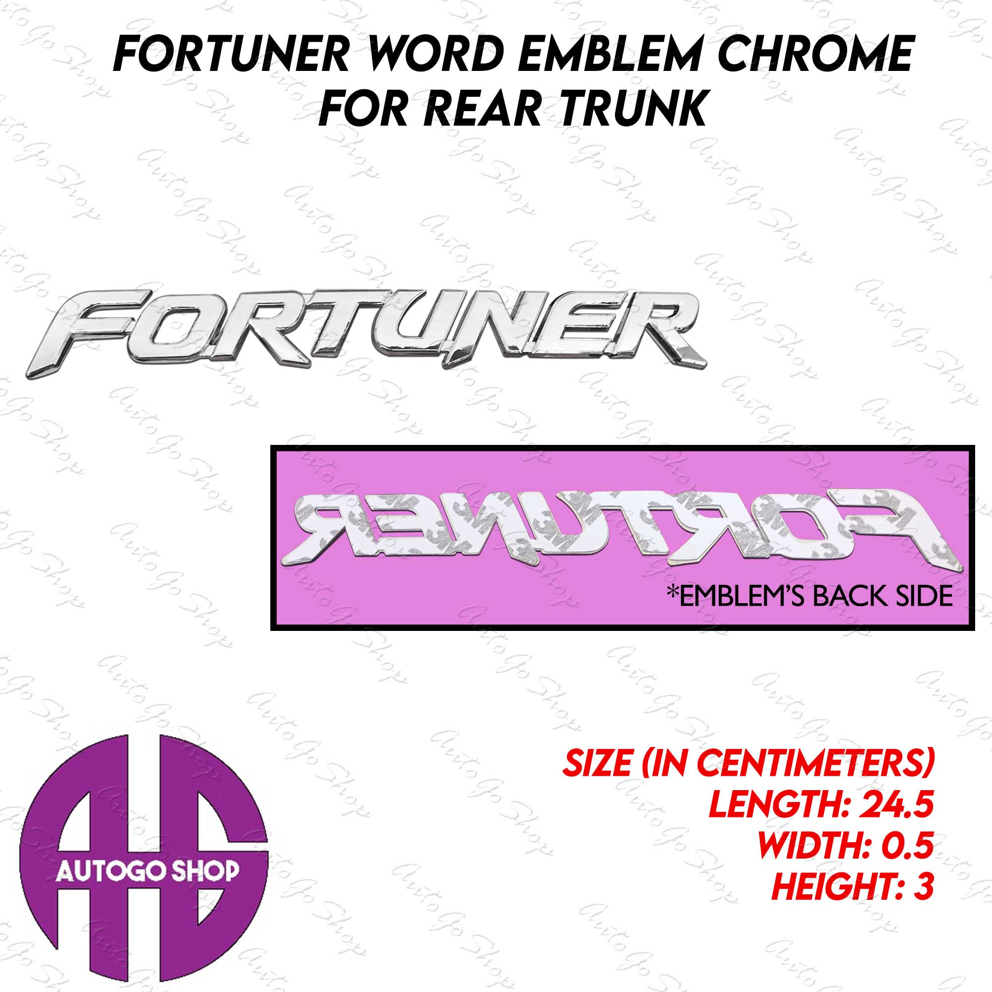Fortuner Word Rear Trunk Emblem Badge for Toyota Fortuner cars (Chrome ...