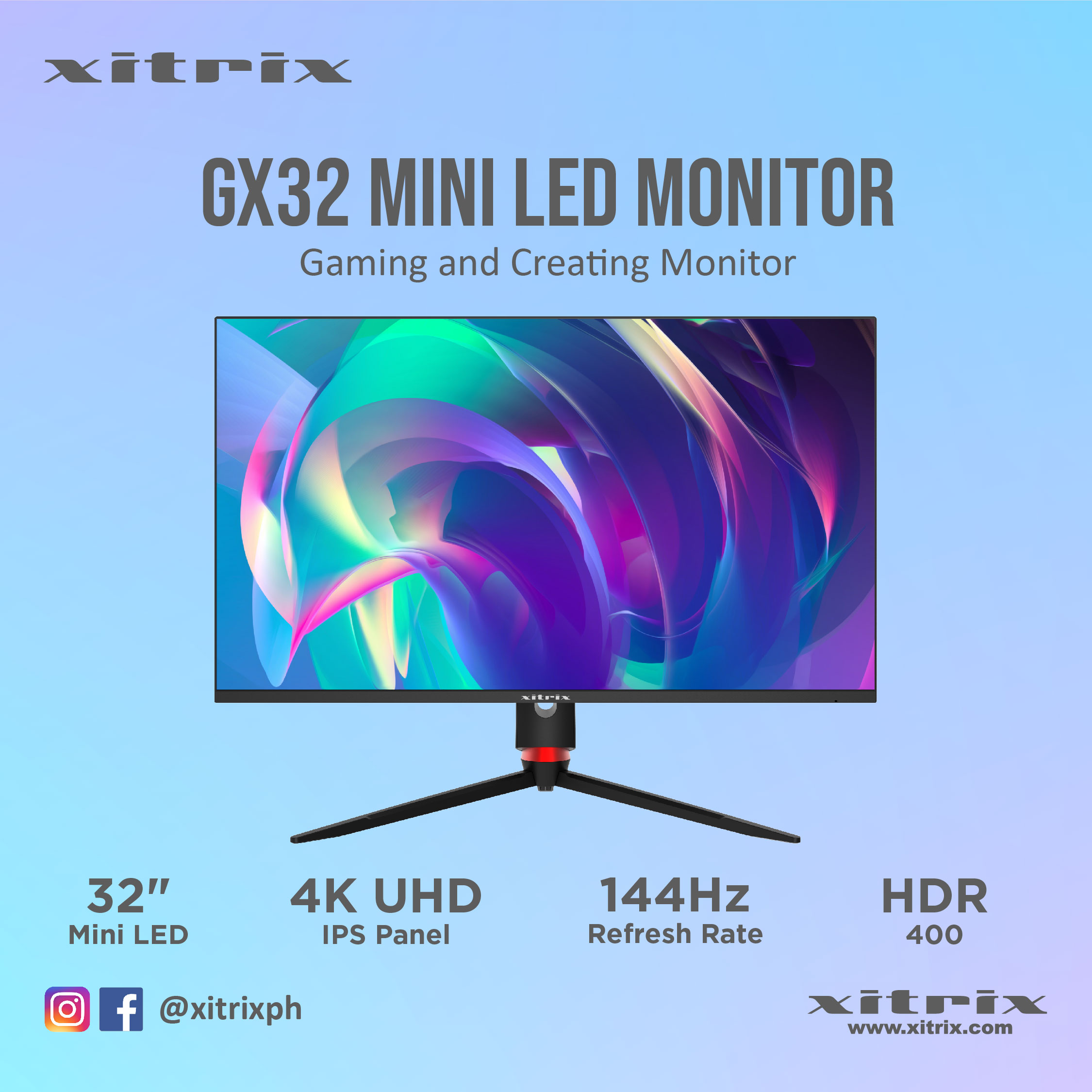 Xitrix GX32 32inch UHD 4K IPS Mini LED 144Hz Monitor ,1152 Zones ...