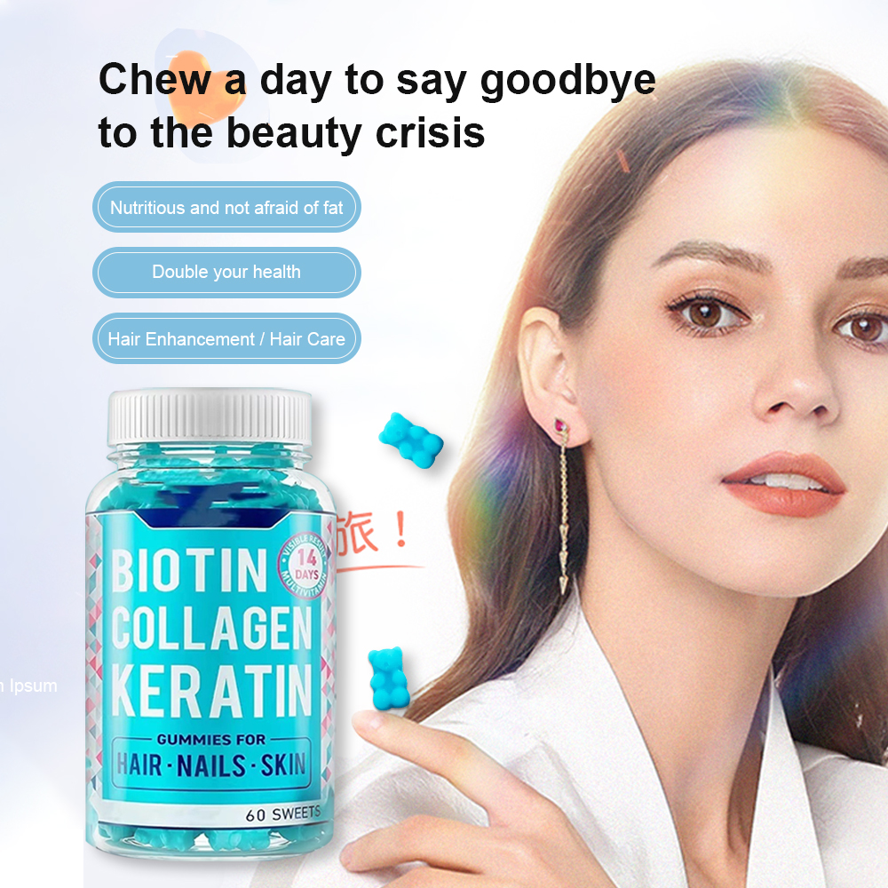 Authentic 100% Biotin Collagen Keratin Health Gummy Chewable Skin Care ...